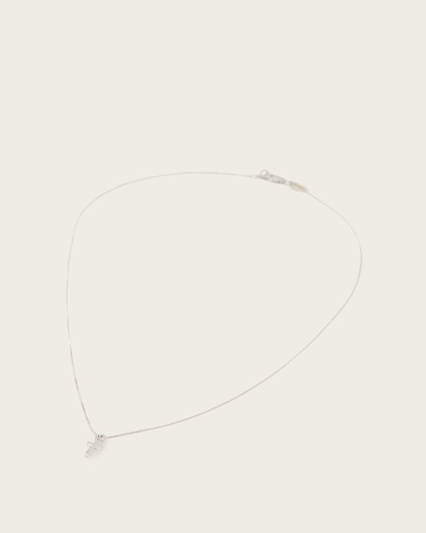 Gabe Small Chain Cross Necklace WARM SILVER | ALLSAINTS